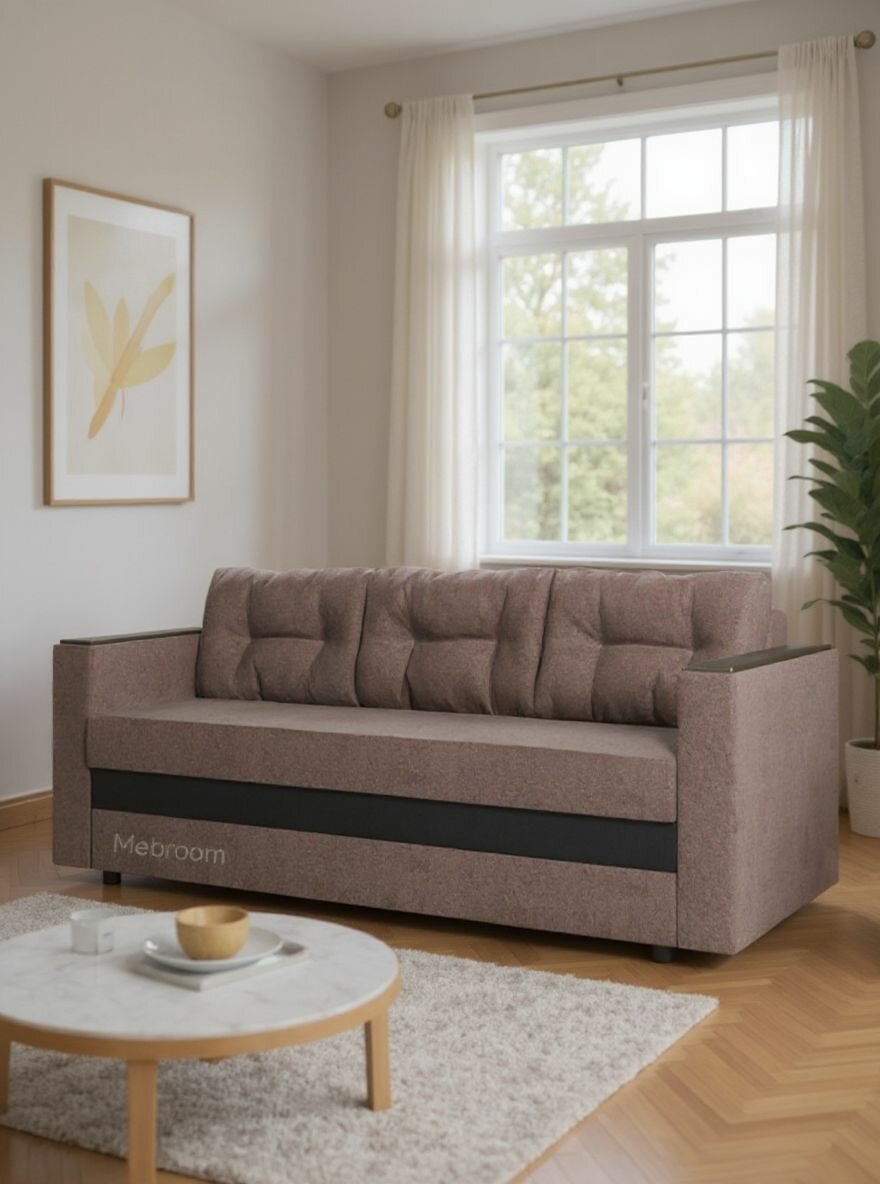 Диван-кровать прямой раскладной "Атлант" с ящиком для белья, рогожка