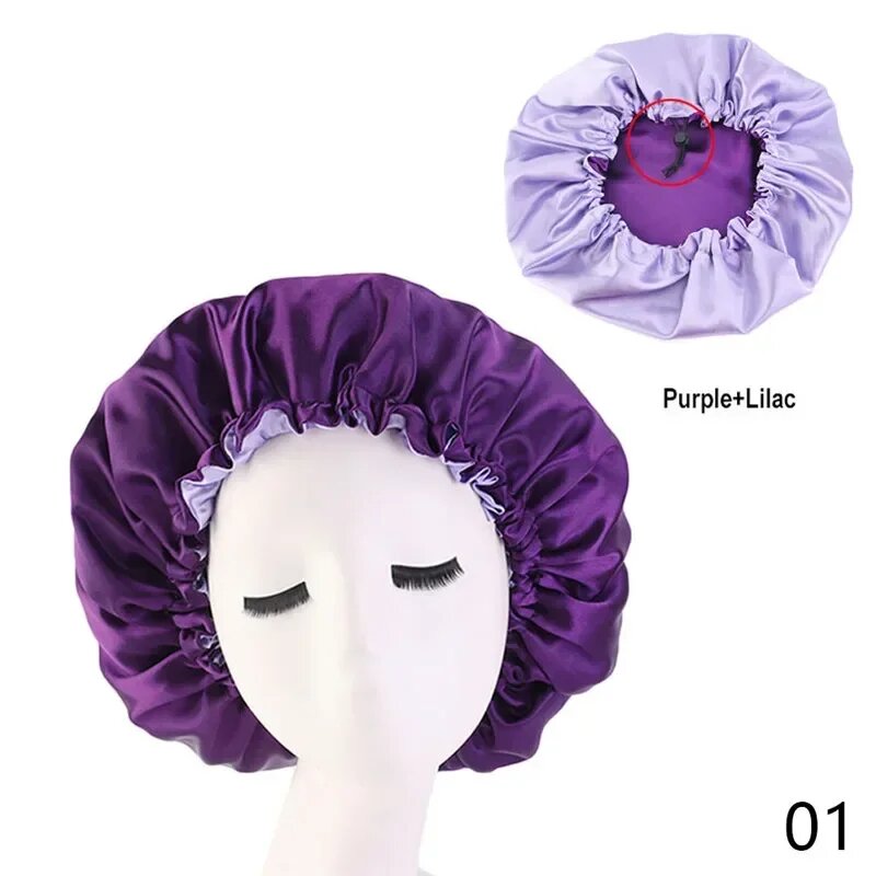 Атласная шапка для сна Purple+Lilac, style01