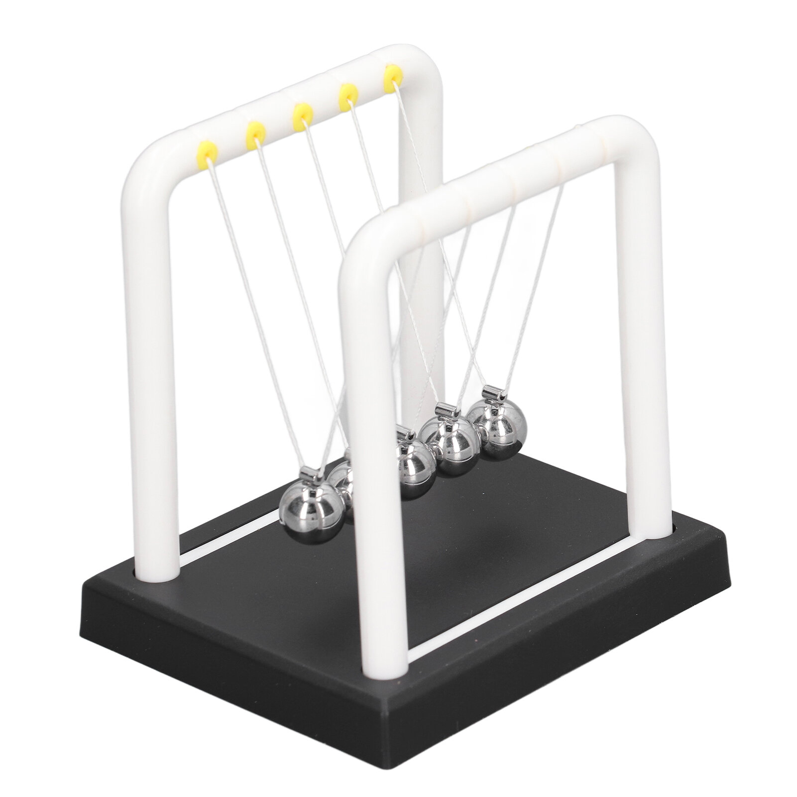 Маятник Ньютона с металлическими шарами для офиса, настольный антистресс декор, физический баланс и обучение движению, белый 3.5x2.91x3.7 дюйма