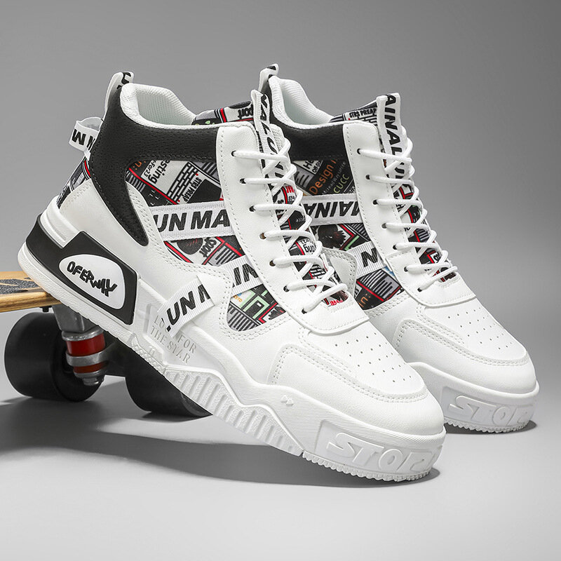 Мужская обувь больших размеров, лето 2025, спортивные повседневные высокие кроссовки, дышащие, увеличивающие рост, белые кроссовки 39-48