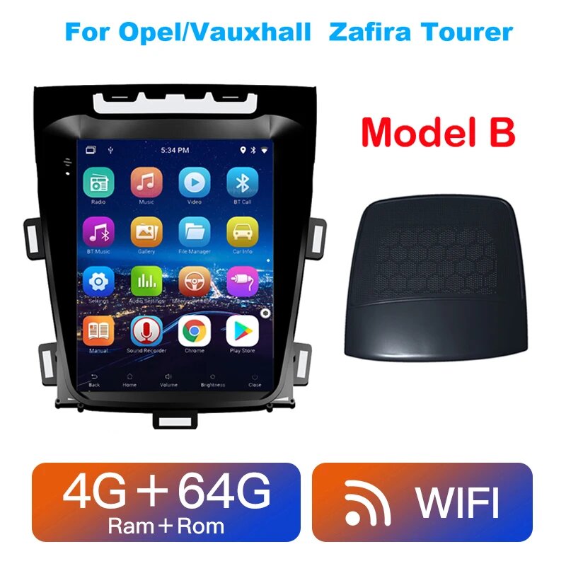 Автомобильный радиоприемник для Opel Zafira C Vauxhall Zafira C, мультимедийный видеоплеер, навигация, GPS, экран в стиле Tesla B 4GB 64GB wifi Top