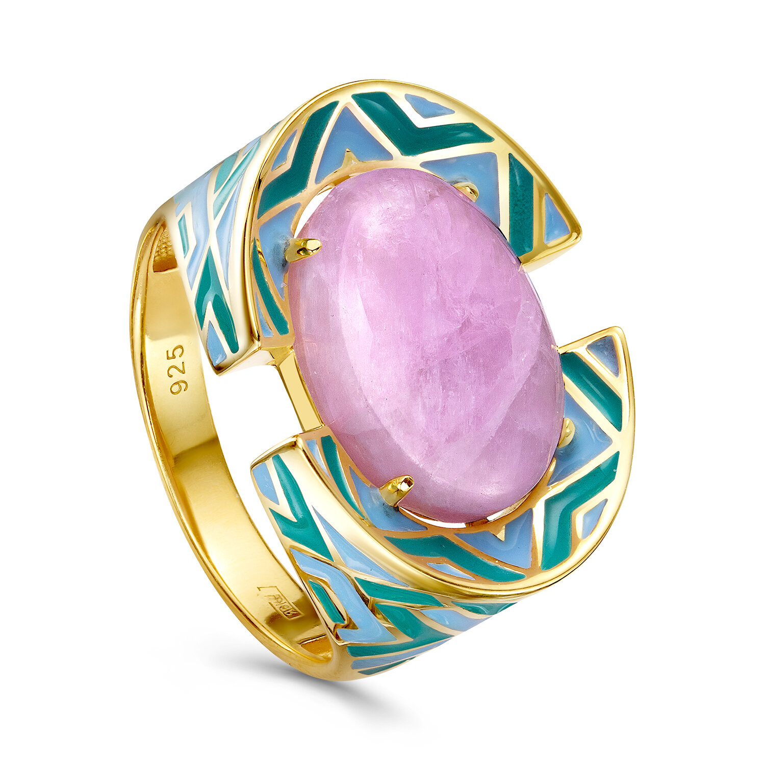 Кольцо, серебро, 925 проба, кунцит