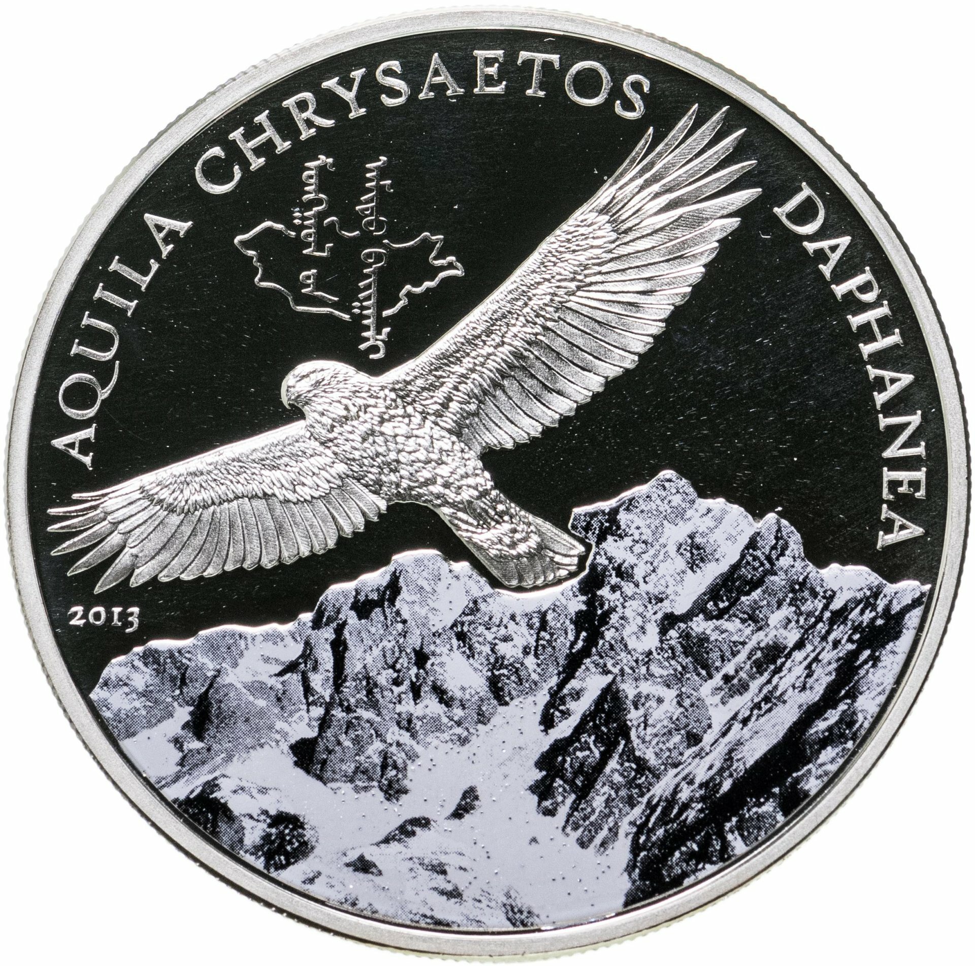 Монголия 500 тугриков 2013 "Золотой орел", с сертификатом, Серебро 925, в сохранности Proof