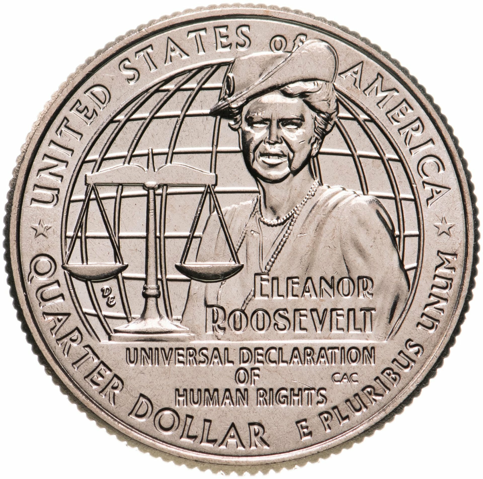 США 1/4 доллара 25 центов, квотер 2023 D Американские женщина - общественная деятельница Элеонора Рузвельт 8-я, Мельхиор медь-никель, в сохранности UNC