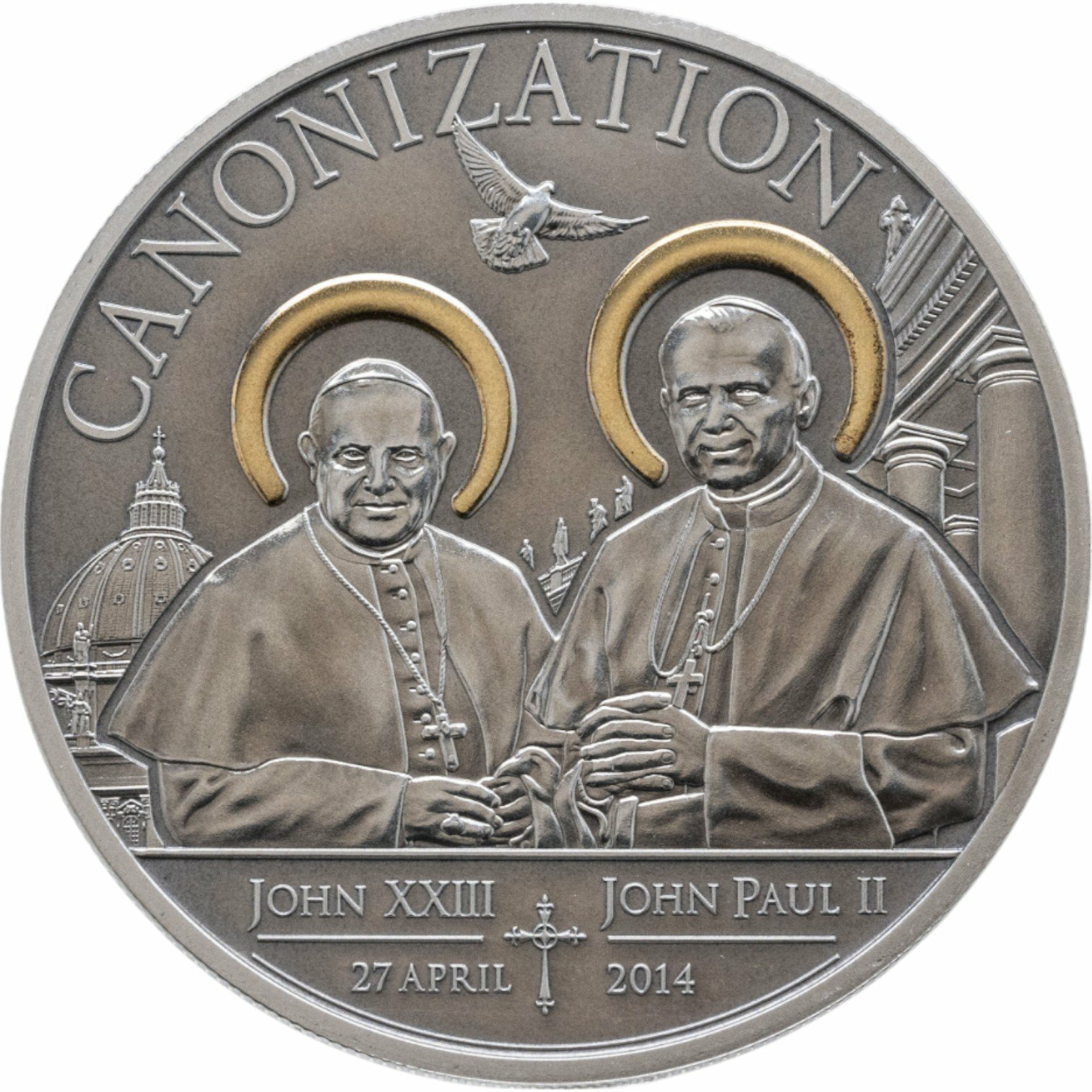 Танзания 1000 шиллингов 2014 "Канонизация Иоанна XXIII и Иоанна Павла II" с сертификатом, Серебро 925, в сохранности UNC