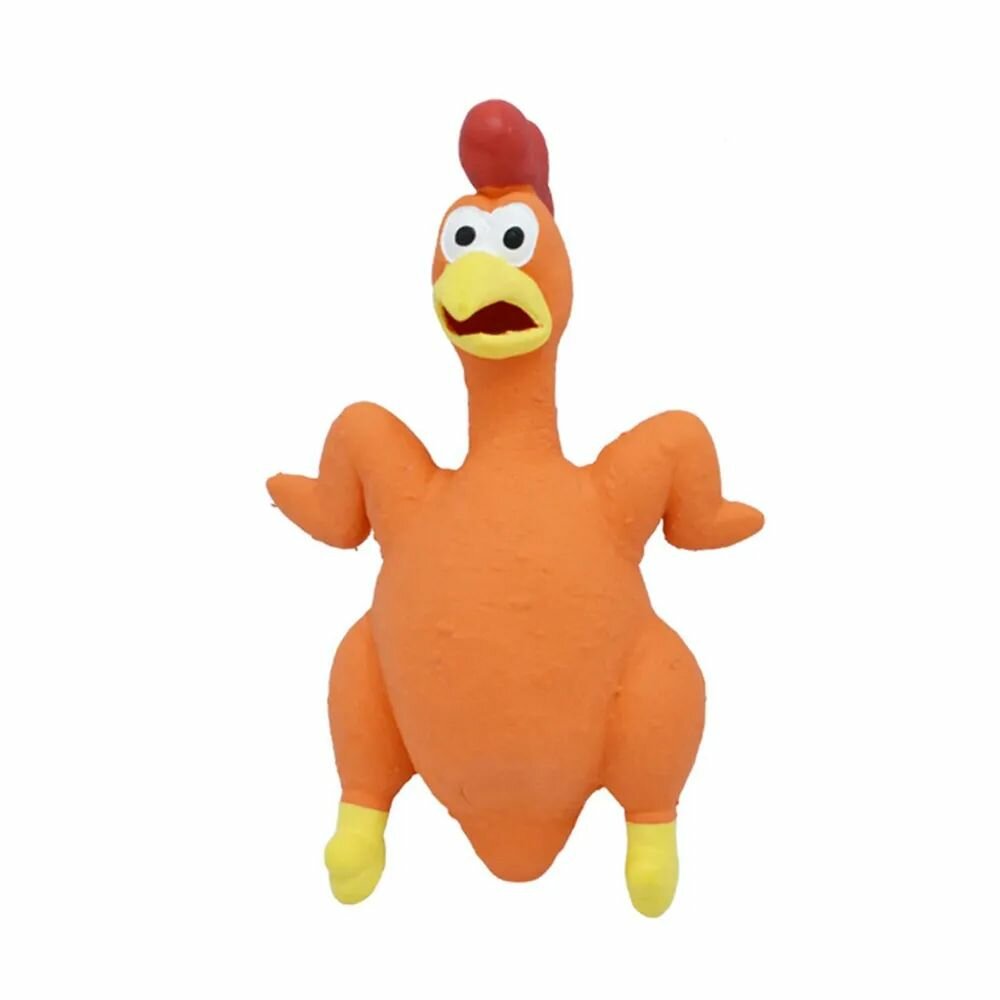 Забавная игрушка-кричащая курица из прочной резины, для пляжных игр и дрессировки собак, оранжевая