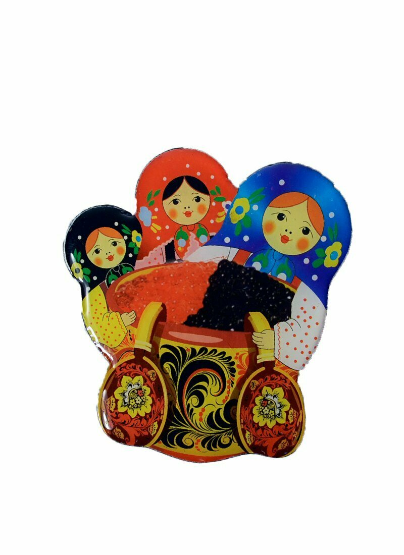 Магнит Матрешки с красной и черной икрой (смола) (02-34-MI-1)