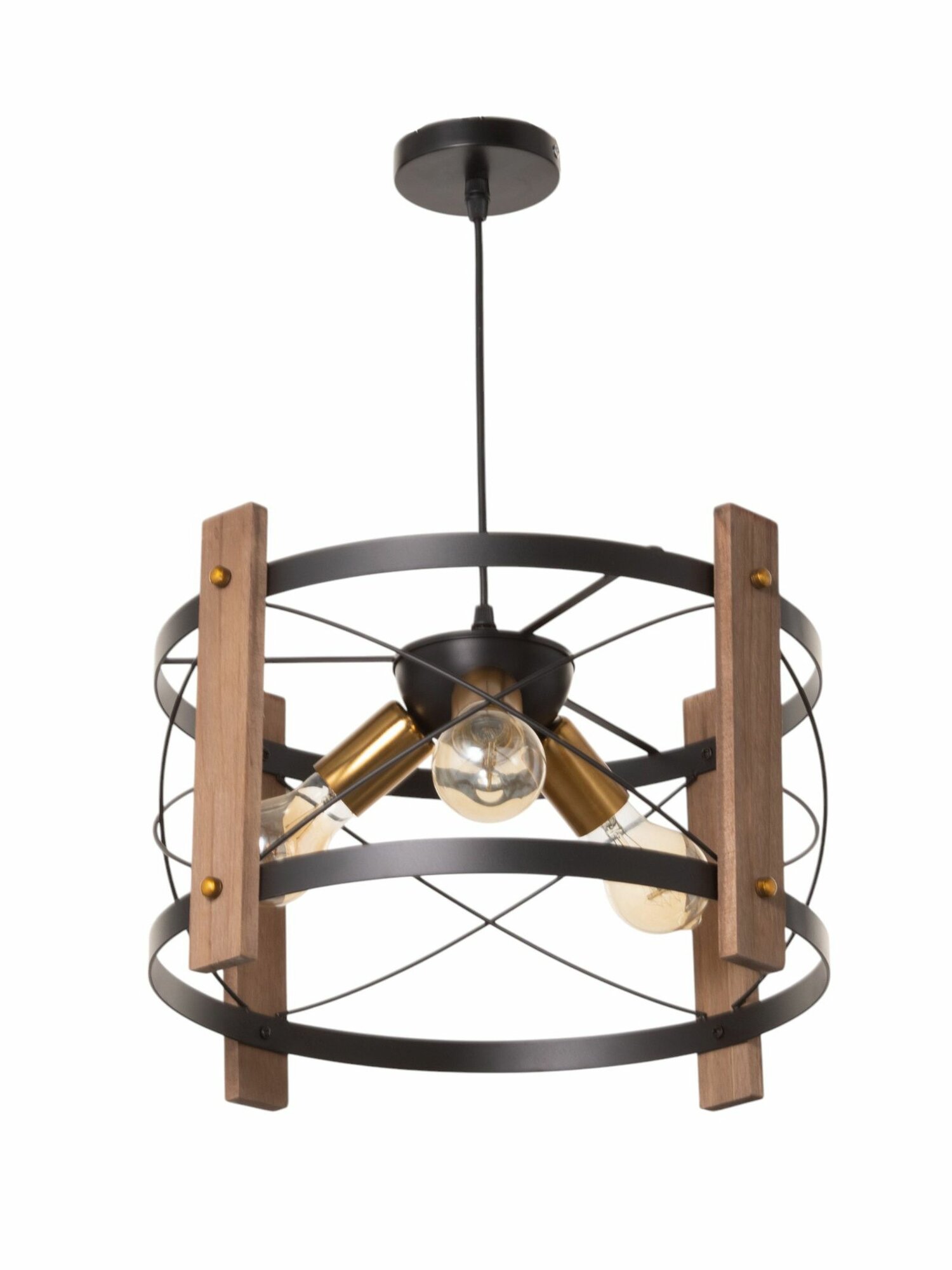 Люстра потолочная, светильник потолочный подвесной Корт 3 лампы чёрный/венге