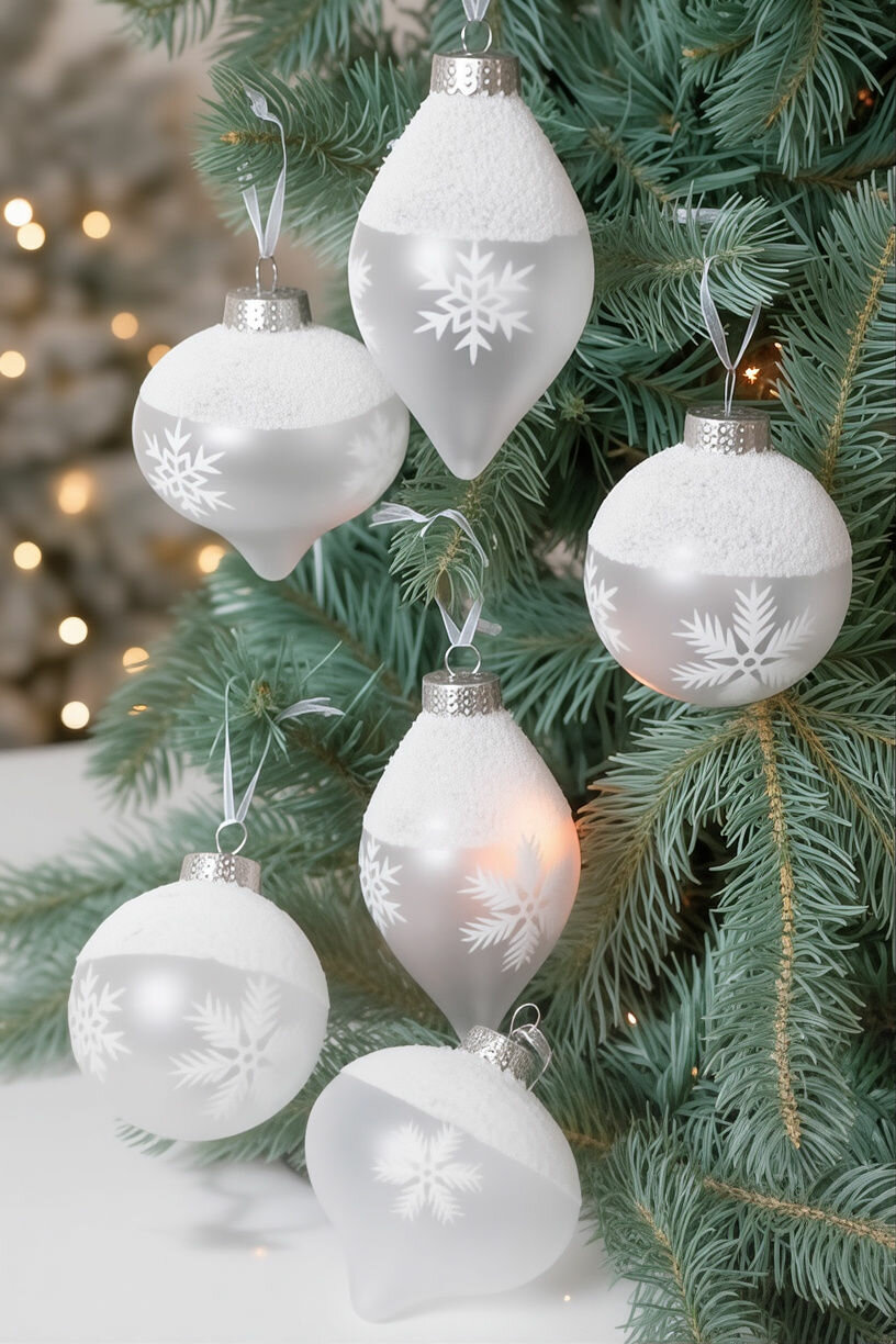Набор ёлочных ПЭТ шаров и украшений мелодии зимы, прозрачный белый, 8 см, 6 шт, Winter Deco 1000944