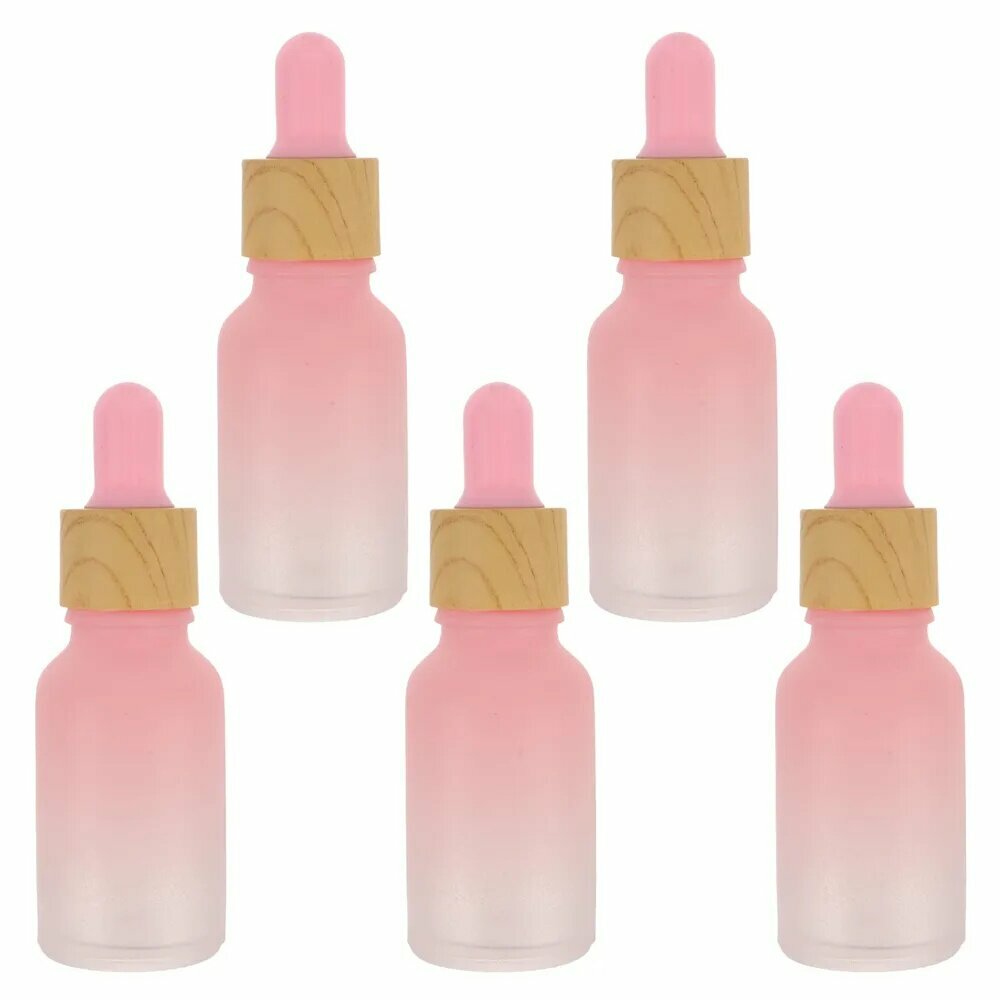 Набор из 5 стеклянных флаконов с пипеткой 15 мл, матовые, градиент для эфирных масел