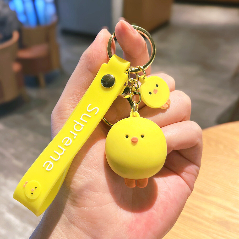 Милый брелок в виде мультяшного цыплёнка, изысканная кукла, аксессуар для сумки для пары, цепочка для машины, жёлтый.