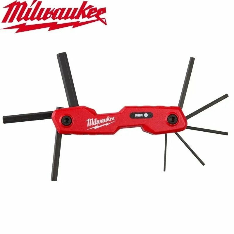 Milwaukee 48-22-2182 Набор из 8 складных шестигранных ключей метрический, полностью металлический корпус, прочный, вращающийся на 270 , простой в использовании ручной инструмент
