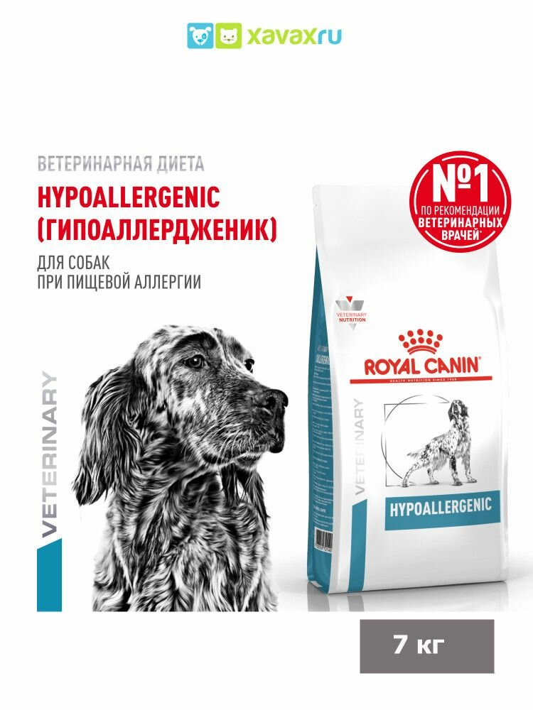 Сухой корм Royal Canin HYPOALLERGENIC для взрослых собак при пищевой аллергии, 7 кг