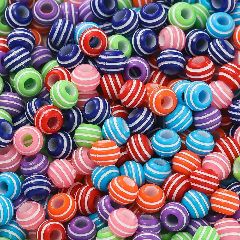 Бусины Акрил, бусина с большим отверстием, 7.5*10 мм, 50 шт, цвет разноцветные