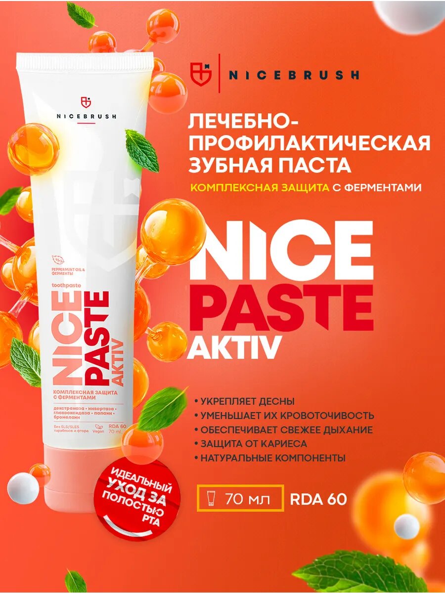 Профессиональная зубная паста отбеливающая NICE PASTE AKTIV