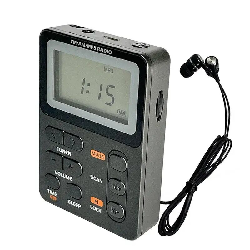 Mp3-плеер Портативный FM-радио Mp3-плеер Медиа-динамик с функцией таймера сна и подсветкой для радиопрограмм Музыка