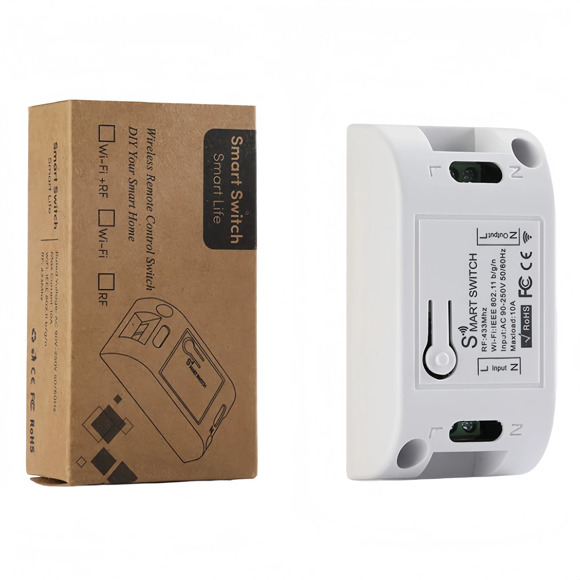 Tuya Smart Life Wi-Fi + RF 433 МГц реле для освещения 433.92mhz or WiFi