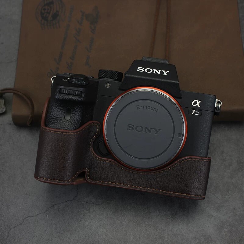 Сумка-чехол для Sony A7M4/A7R5/A7S3 из темно-кофейной натуральной кожи - Премиум защитная сумка