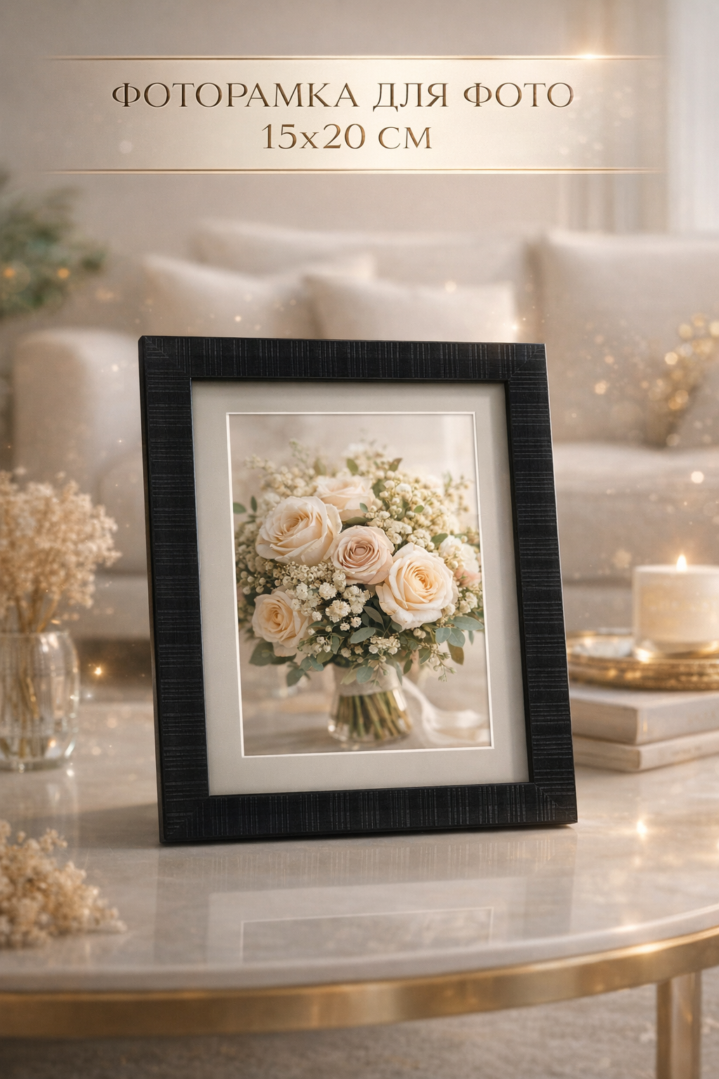 Фоторамка для фото 15×20 см "Alan" материал пластик, цвет чёрный