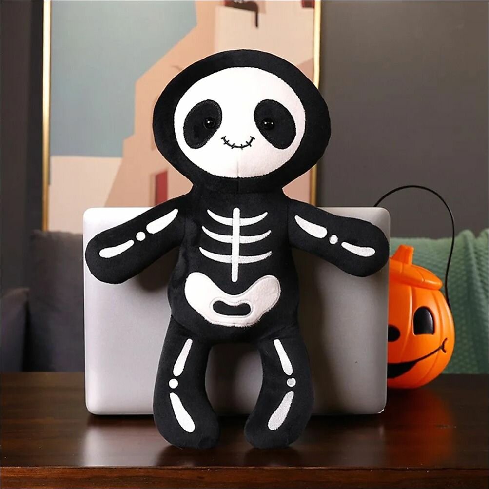 Игрушка мягкая JellyCat Скелет-Боб Мумия, плюш, высота 38 см, черная，a