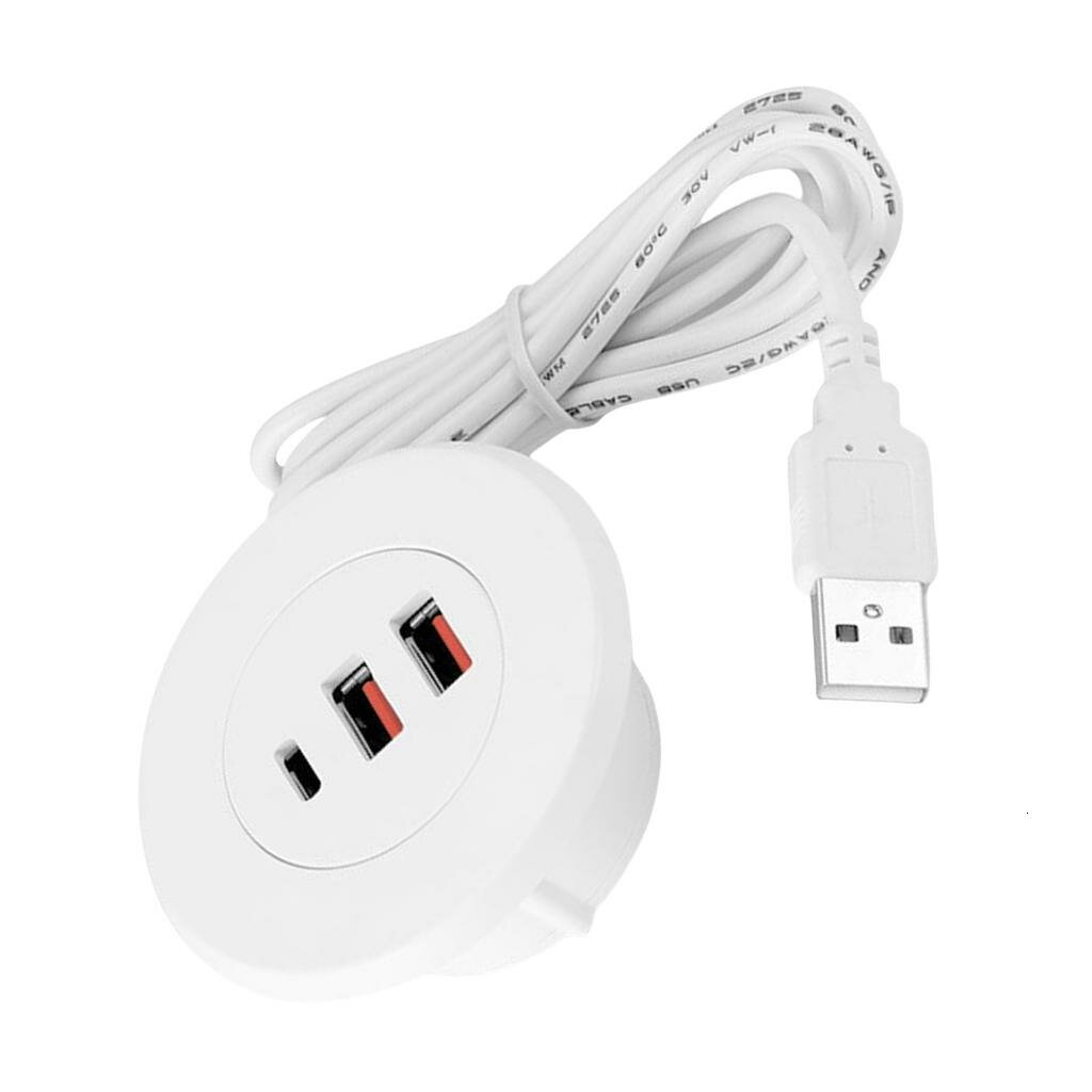 3-портовый USB-концентратор для крепления в столе, Белый - EU