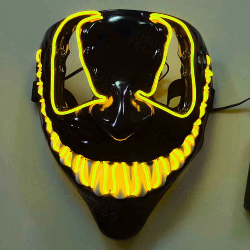 Маска ужасов на Хэллоуин с эффектом свечения яда, забавная полнолицевая маска-реквизит, маска со светодиодной подсветкой в стиле кинофильма.