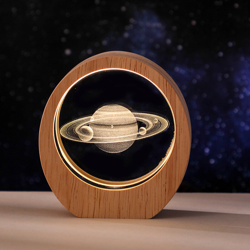 3D резной светящийся кристалл, ночник с деревянной основой, украшения для рабочего стола, подарок на день рождения для девочек, лучшие друзья