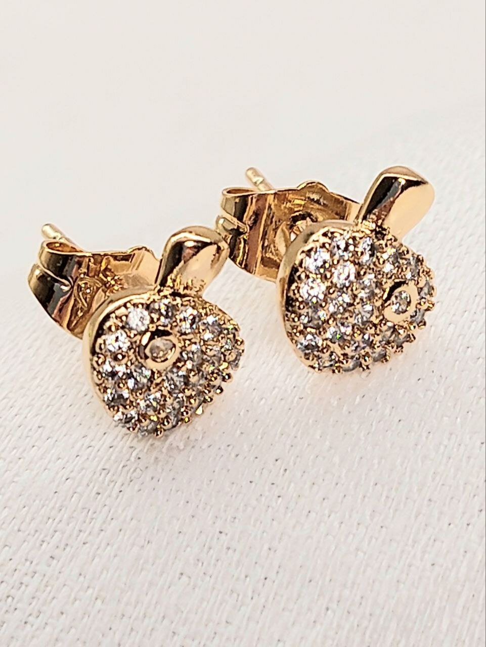 Серьги пусеты, фианит