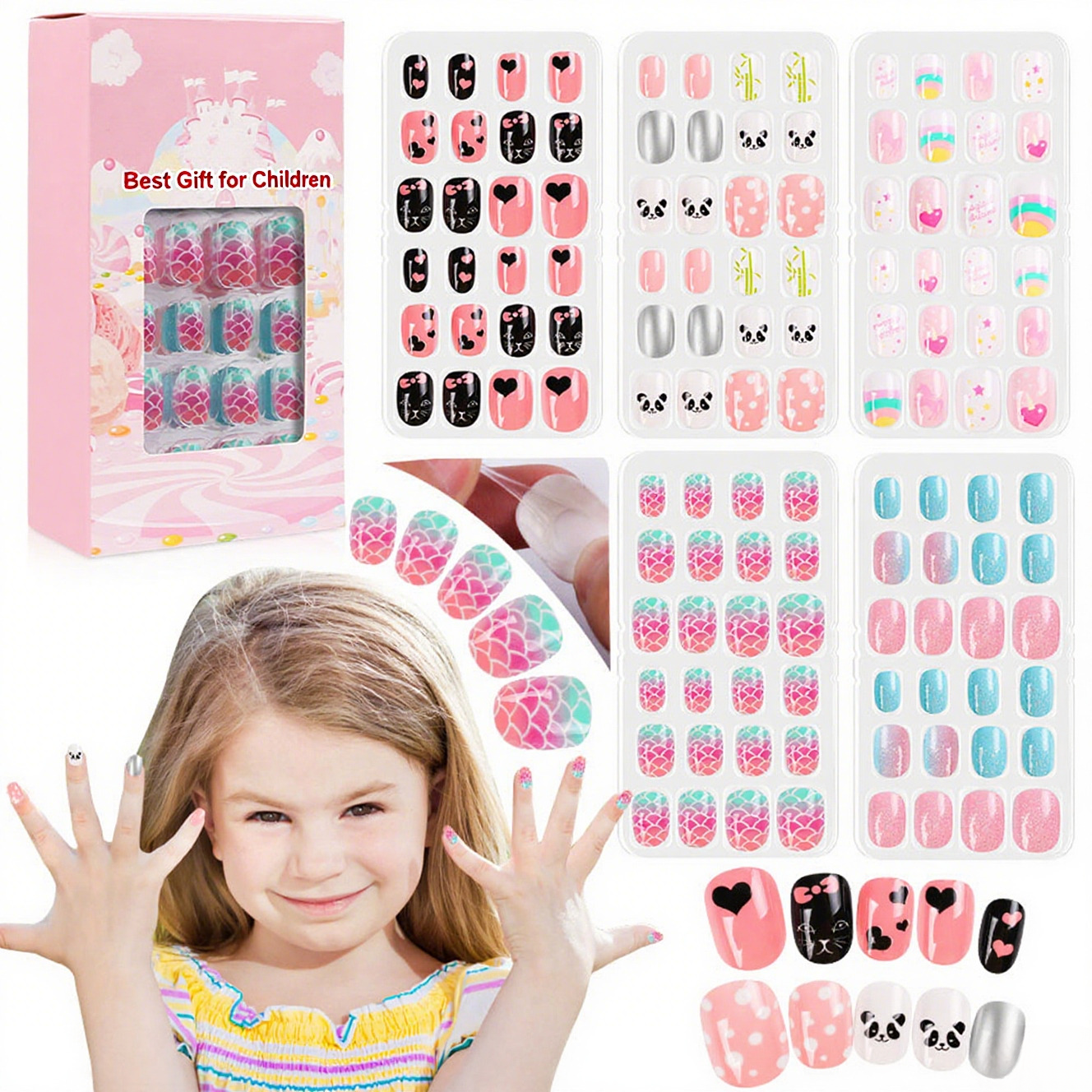 120Pcs/Set False Nails Full Cover Nail Tips for Children DIY Nail Art Kids Gift Material ABS Type 1 2 3 4 optional Item Size Please refer to the picture Package Weight 44g 1.55ounces Package Size 116 * 65 * 35mm 4.57 * 2.2 * 2.56 * 1.38in