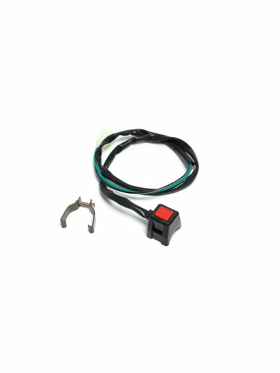 Кнопка стоп двигателя с креплением на руль мотоцикла квадратная (красная)