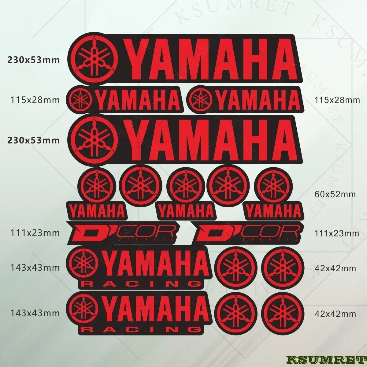 Виниловые наклейки Yamaha Red, комплект для мото