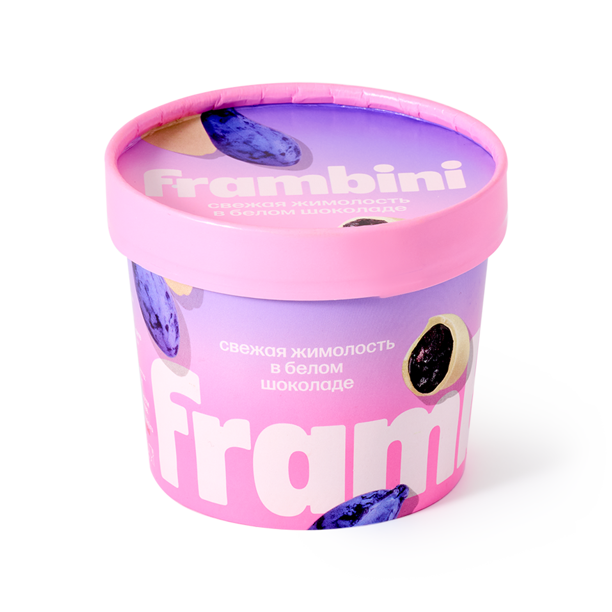 Жимолость Frambini, в белом шоколаде, быстрозамороженная, в пластиковой банке