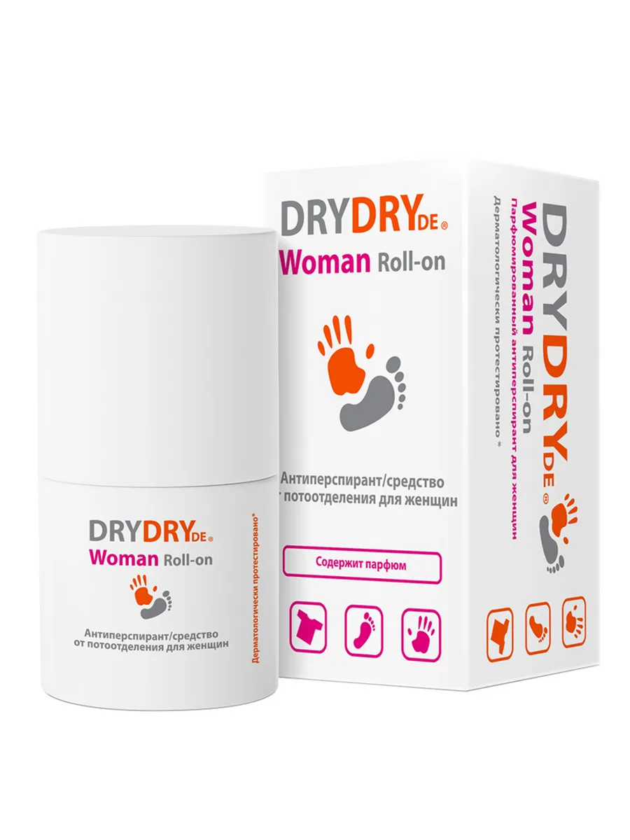 Дезодорант Dry Dry Antiperspirant Dry Dry Woman Roll-On, Антиперспирант для нормального и обильного потоотделения для женщин, 50 мл