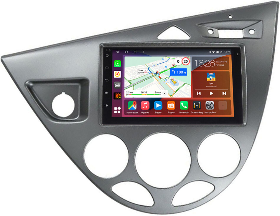 Штатная магнитола Ford Focus 1998-2005 (серебро) Canbox H-Line 4477-RP-11-549-239 Android 10 (4G-SIM, 4/32, DSP, QLed)