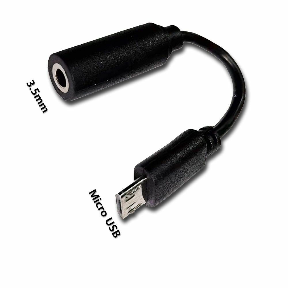 Аудиокабель Micro-USB 2.0 Type-B/3.5 мм, 0.1 м, черный матовый короткий аудиокабель переходник micro-usb на 3.5 мм для телефона