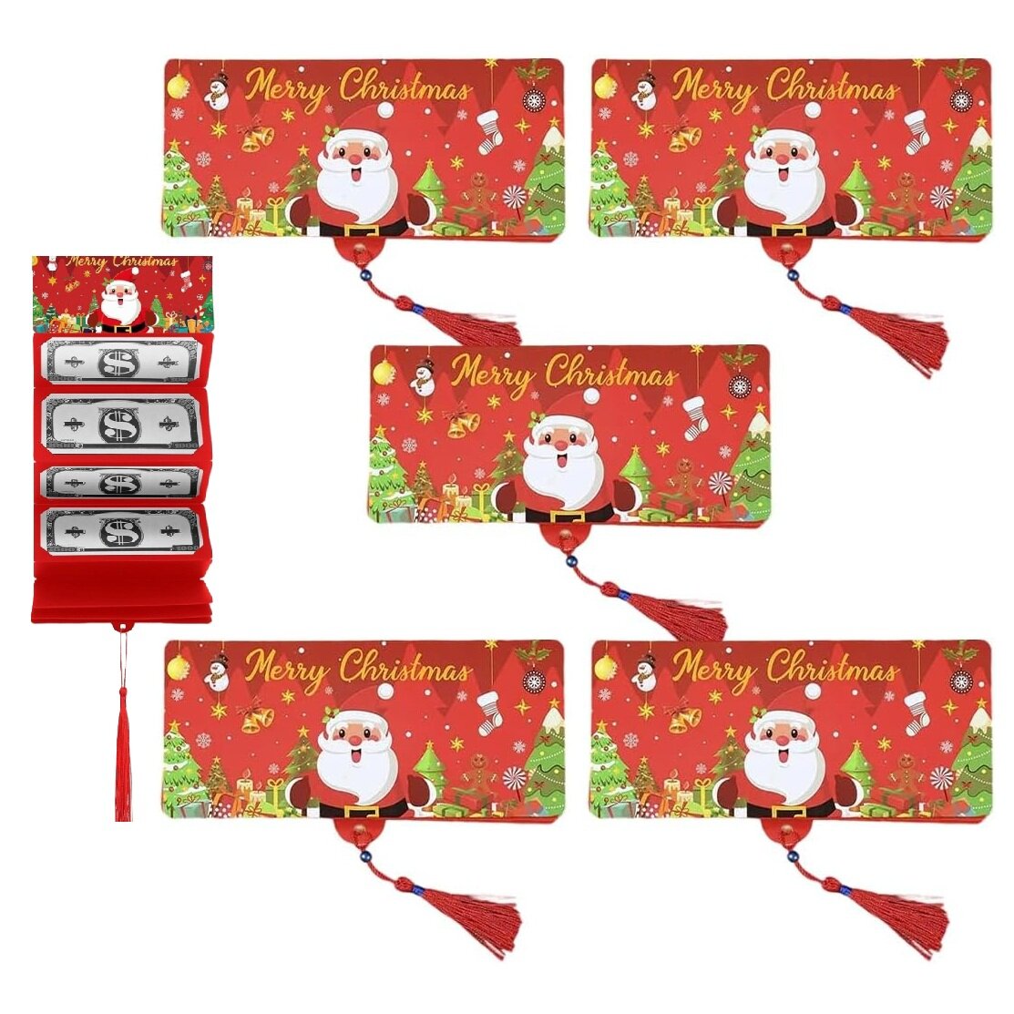 5 Пакетов для Денег или Подарочных Карточек на Рождество с 10 Отверстиями Подарочный Носитель Подарочных Карточек для Санты Снабжения Денег Рождество