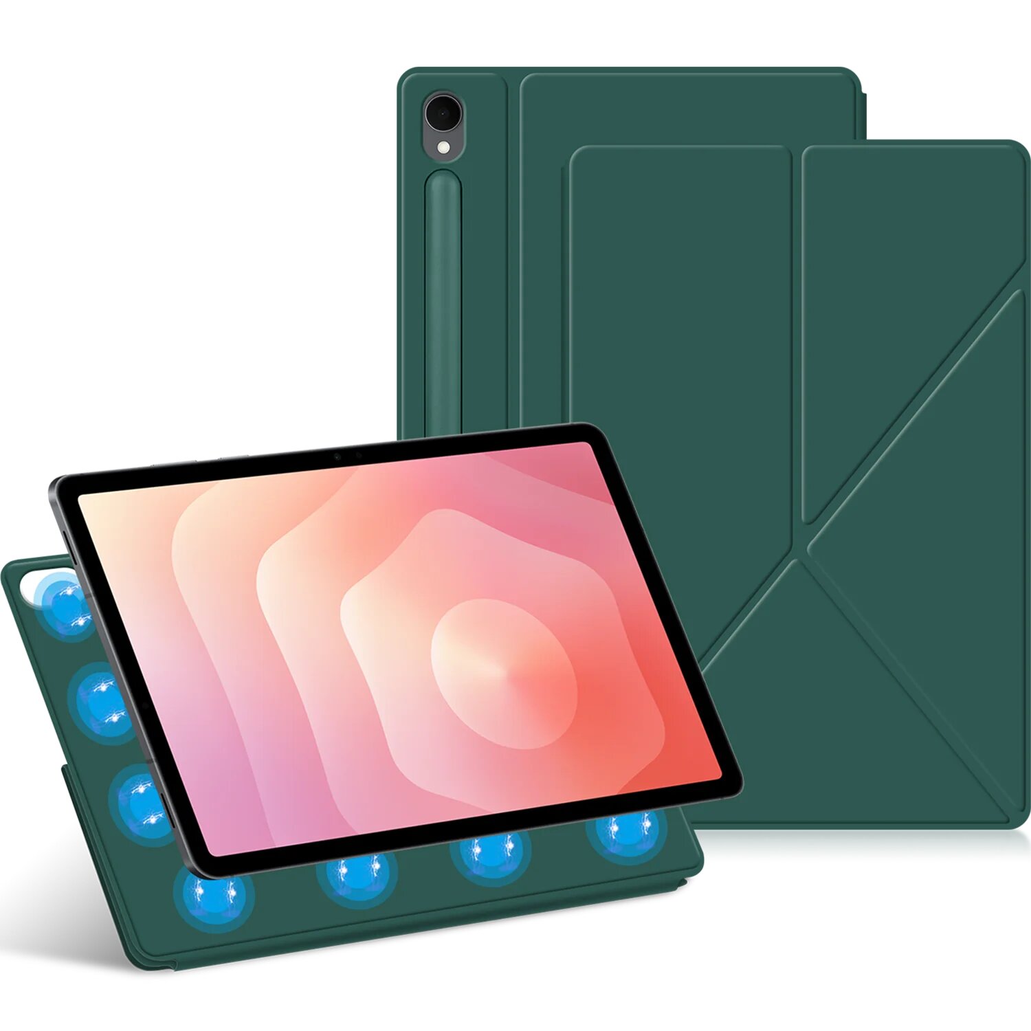 Складной чехол AYANJIN для Samsung Galaxy Tab S11 5G, темно-зеленый