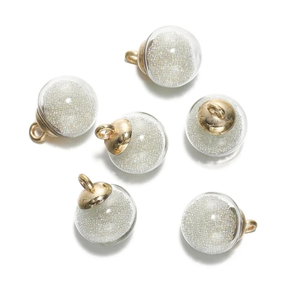 Хрустальные бусины/шармы с блестками внутри для рукоделия, творчества, украшений, сумок, 10 шт.
