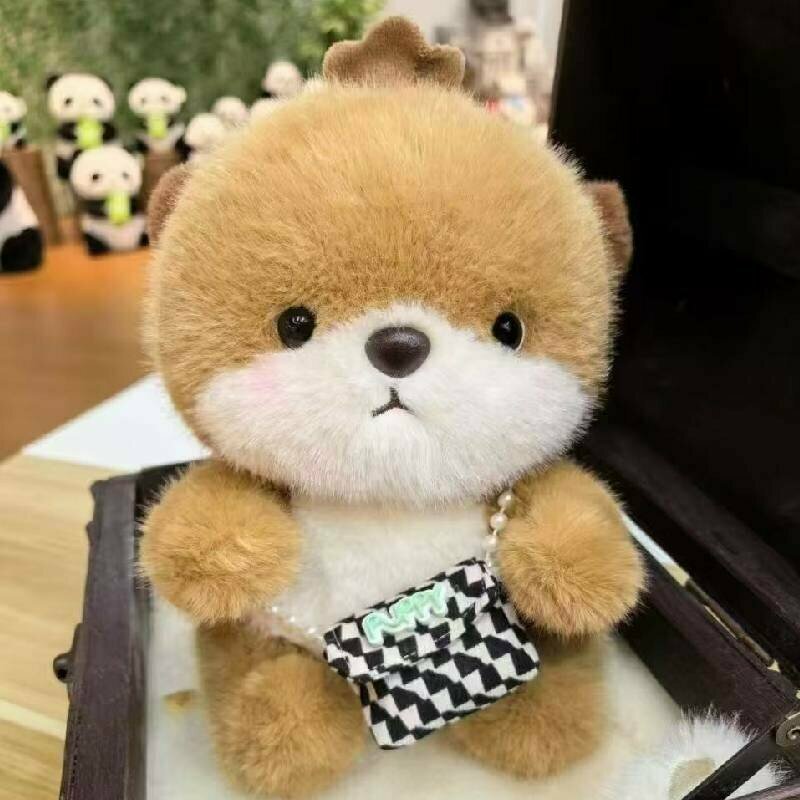 Water lazy plush toy backpack with short plush material for kids and giftgiving brown