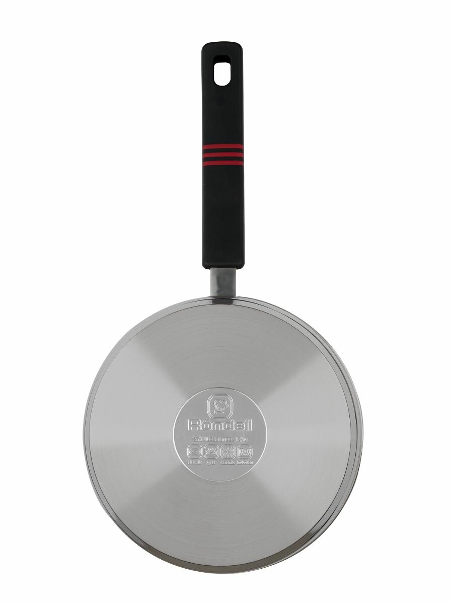 Rondell Ковш 2 л 18 см, Stripes RDS-1635 с крышкой, из нержавеющей стали, с мерной шкалой, для индукционных плит