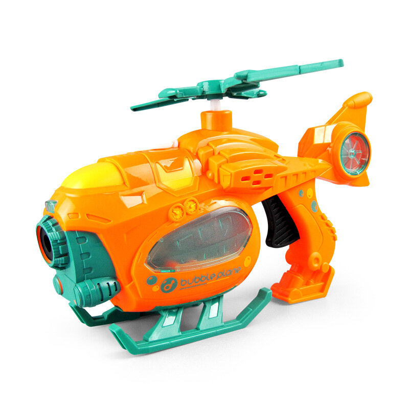 Детская новая пузырьковая пушка в виде самолета, летняя уличная игрушка с автоматическим пузырьковым вертолетом, светом и музыкой