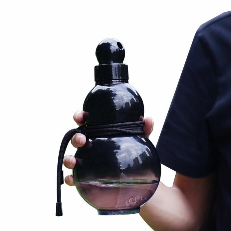 1000 мл бутылка для воды в форме тыквы для путешествий, тренажерного зала, спорта, Черный