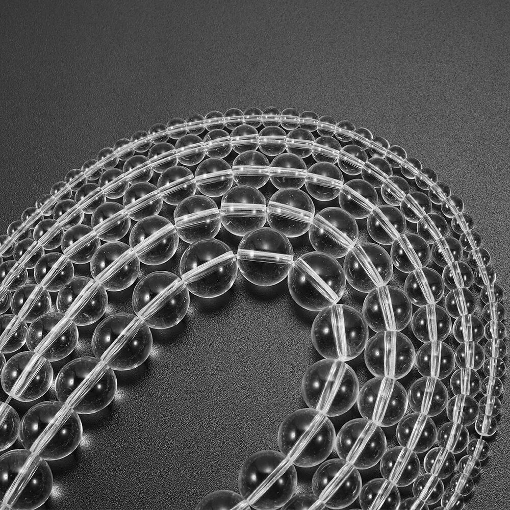 Стеклянные бусы 4 мм, бусины на нитке (около 92 шт)