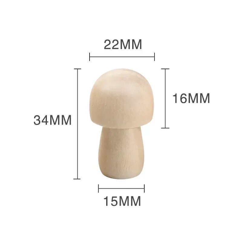 Миниатюрные деревянные грибы 34x15x22 мм, Цвет: 1pc
