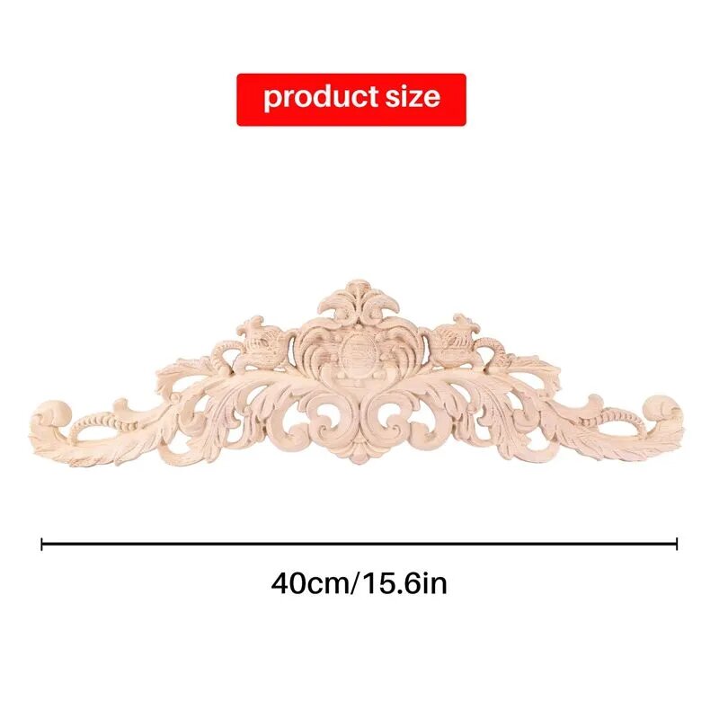 Резные аппликации из натурального дерева для мебели, шкафа, неокрашенные деревянные молдинги, наклейка, винтажный декор дома, декоративные 40x11x2 см