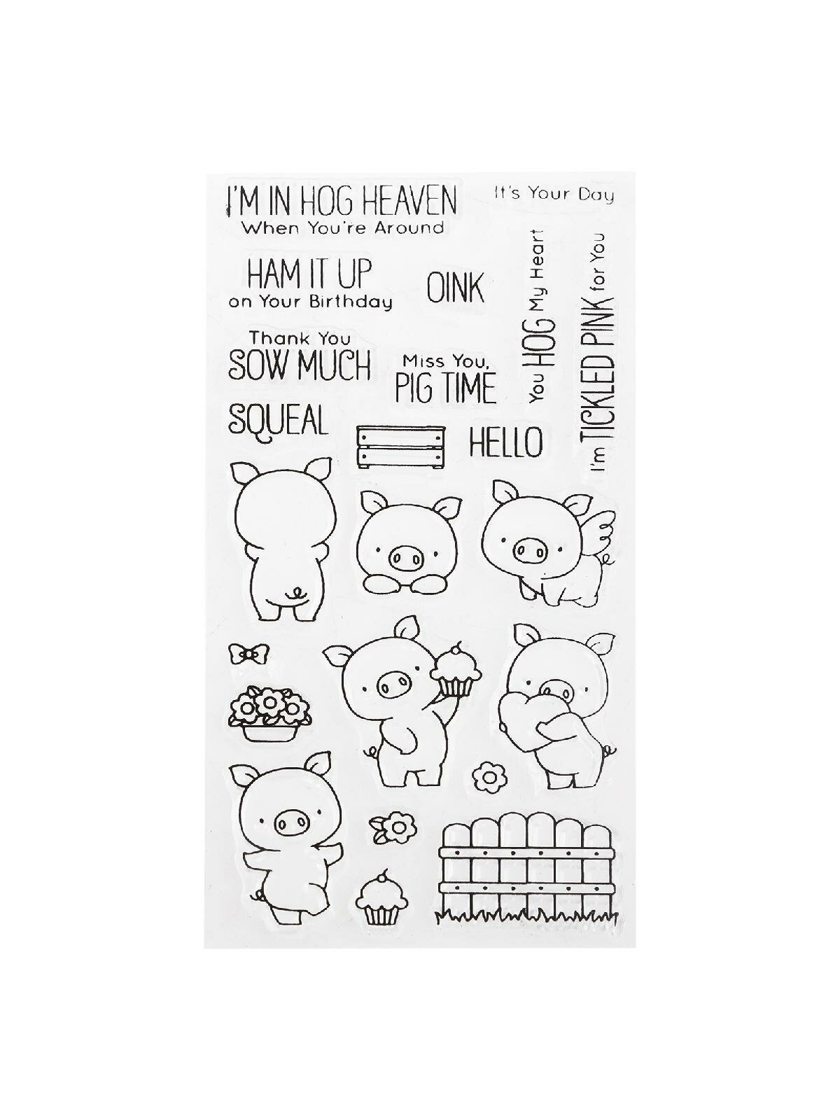 Силиконовые штампы День рождения свиньи Прозрачный штамп Печать Резиновая почтовая марка