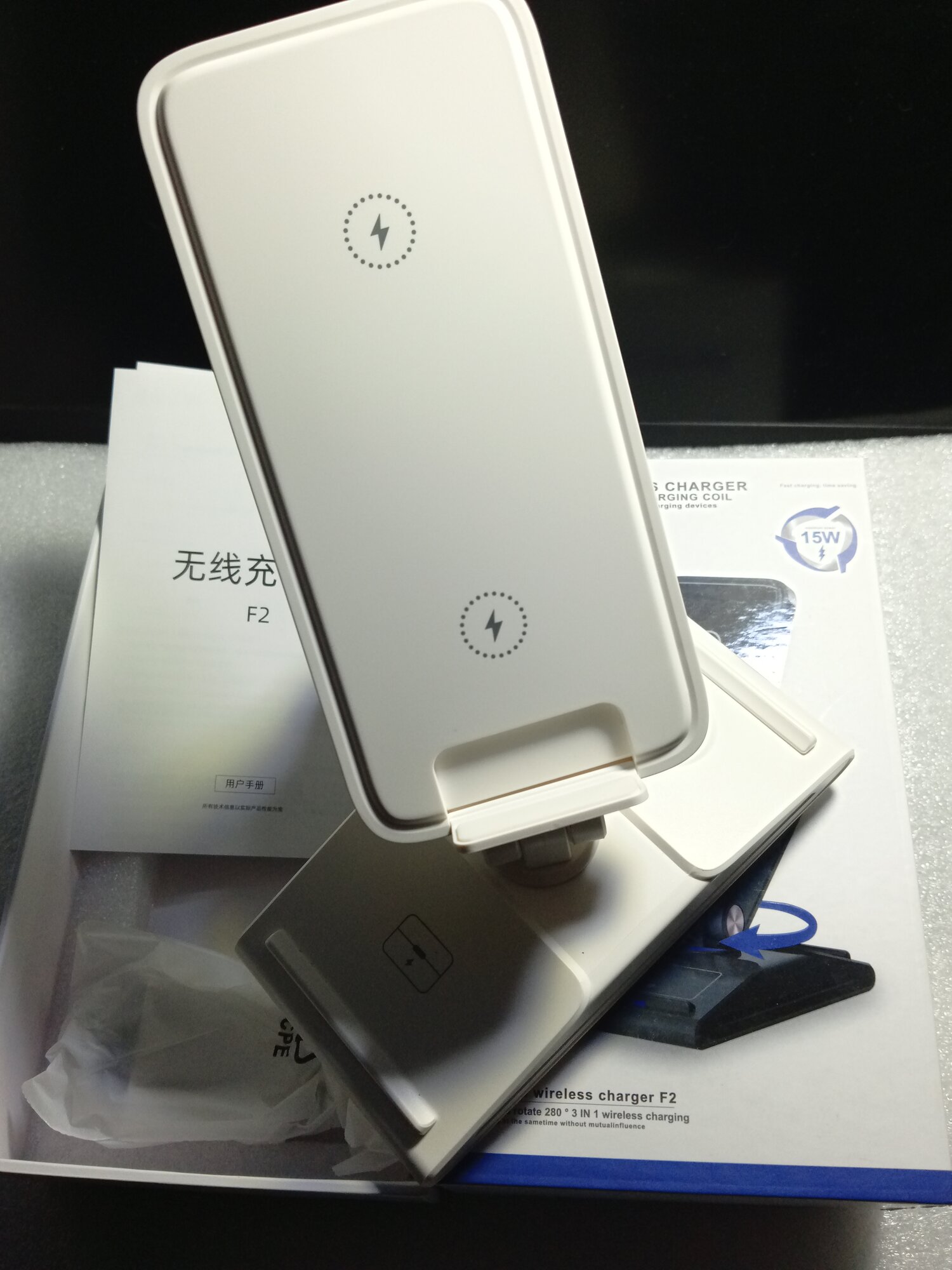 Беспроводная зарядка F2 Active Cooling TEC 4в1, для Apple, Samsung, iPhone, 15 W, белая
