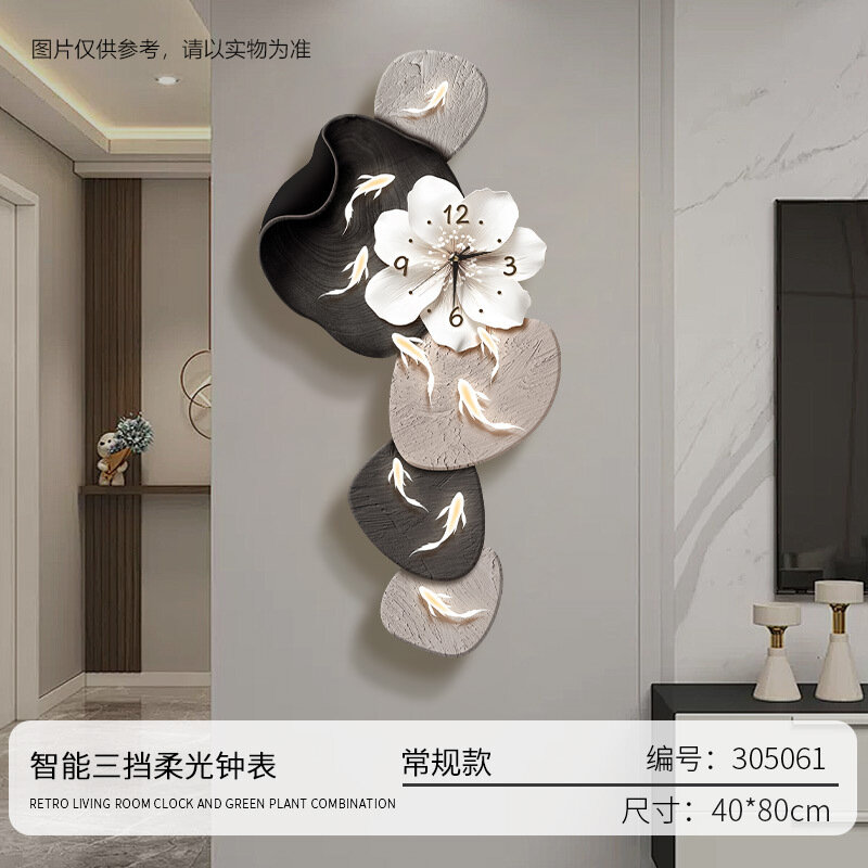 Современный минималистичный настенный часы с изображением девяти рыб для гостиной, креативные бесшумные часы для стены, фон для телевизора, настенные часы без сверления