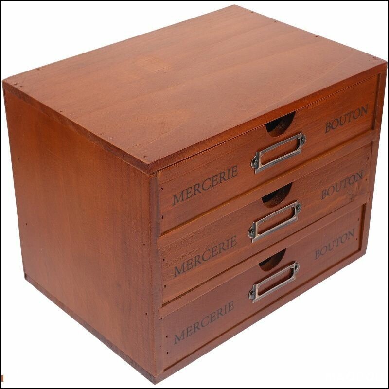 Прозрачный мини-органайзер для стола с ящиками, ретро-шкаф из массива дерева для хранения, 25.00X19.00X17.50CM, MAODOU