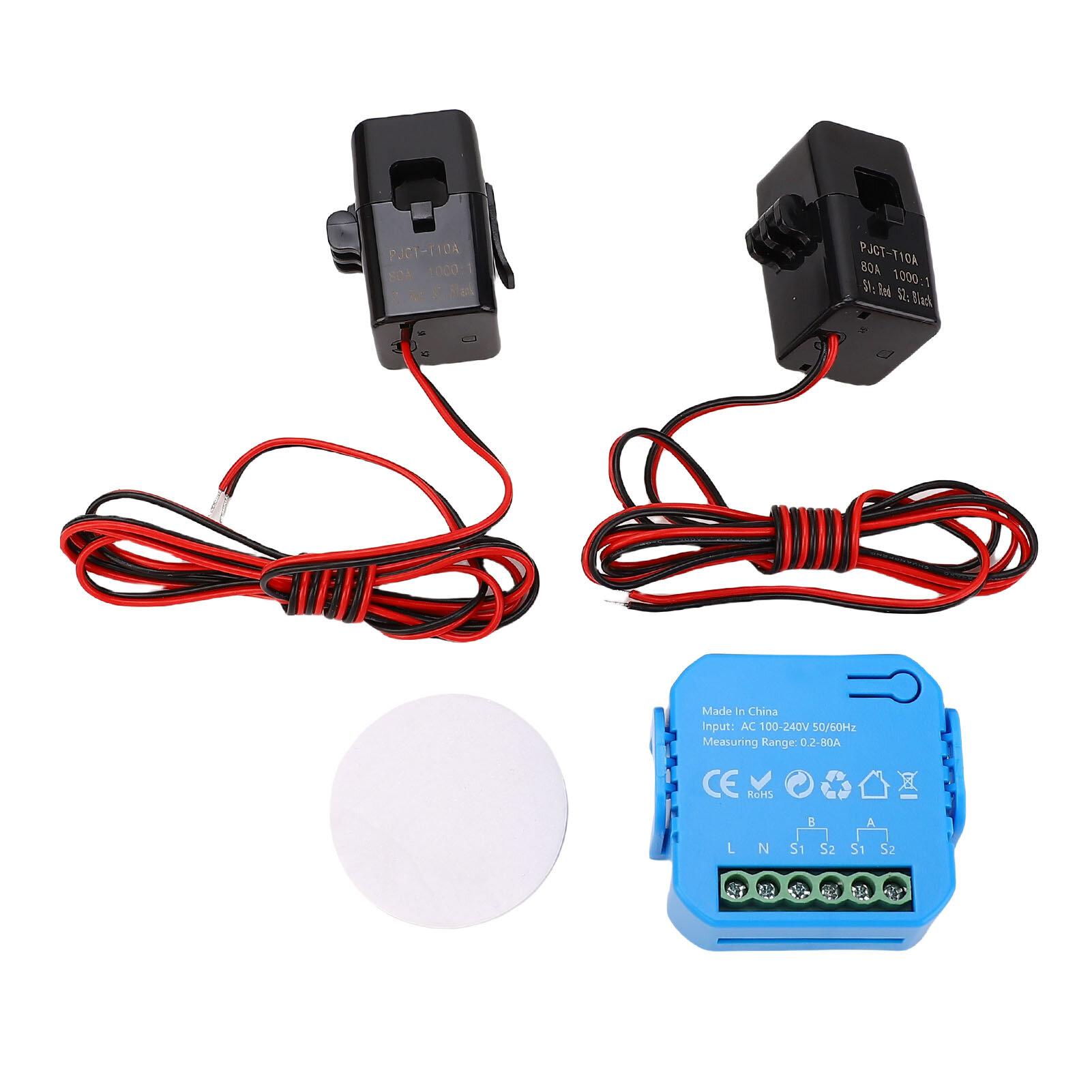 Умный Wi-Fi счетчик электроэнергии с двусторонним мониторингом в реальном времени, однофазным потреблением электроэнергии и двумя зажимами CT 80A.